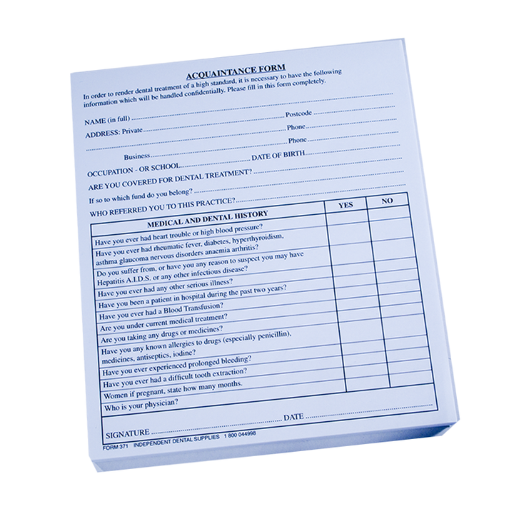 Acquaintance Forms – Independent Dental Supplies